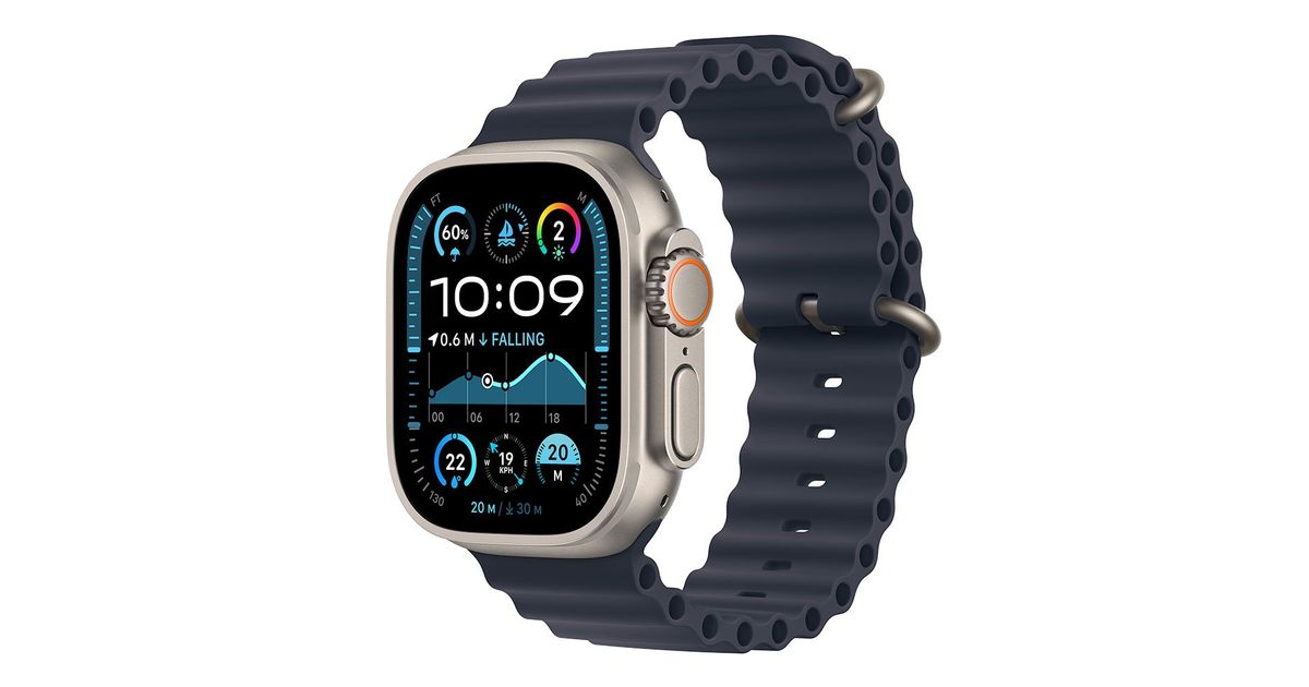 Apple Watch Ultra 2 GPS + Cellular 49mm Natural Titanium Case with Navy ...